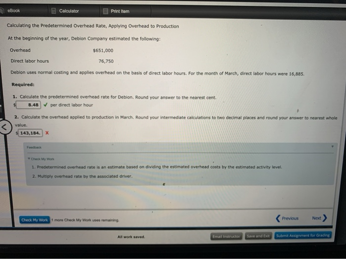 Solved eBook Calculator Print Item Overhead Calculating the | Chegg.com