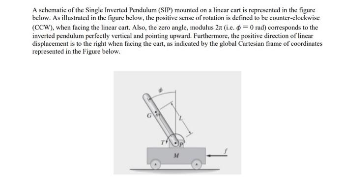 Solved A schematic of the Single Inverted Pendulum (SIP) | Chegg.com