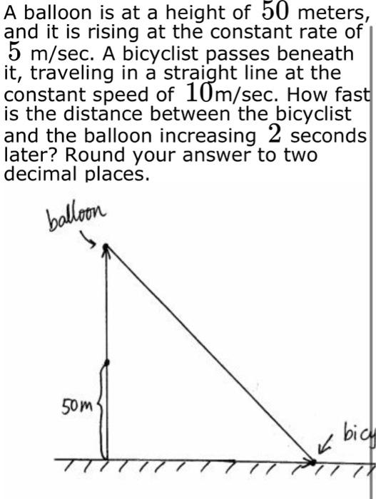 Solved A balloon is at a height of 50 meters, and it is | Chegg.com