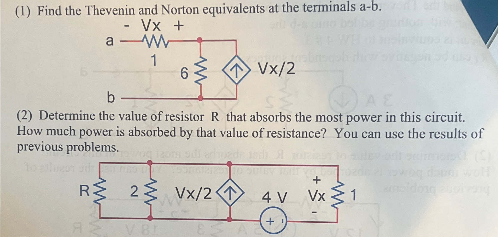 Solved (1) ﻿Find the Thevenin and Norton equivalents at the | Chegg.com