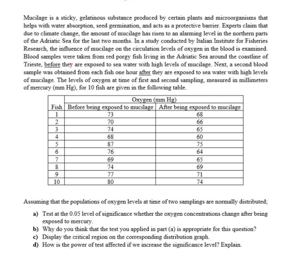 Solved Mucilage is a sticky, gelatinous substance produced | Chegg.com