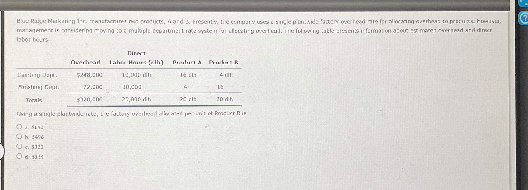 Solved labor hours.\table[[,Direct],[,Overhead,Labor Hours | Chegg.com