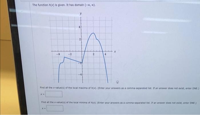 Solved The function h(x) is given. It has domain (−∞,∞). | Chegg.com