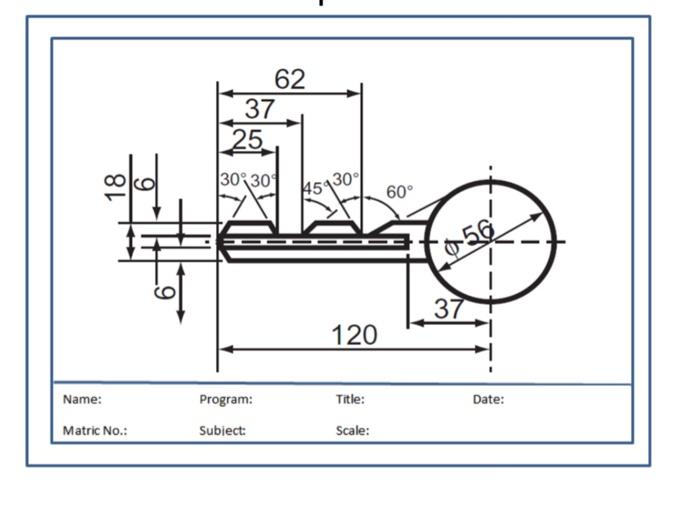 Solved Draw the object at a scale of 2:1 on an A3 size | Chegg.com