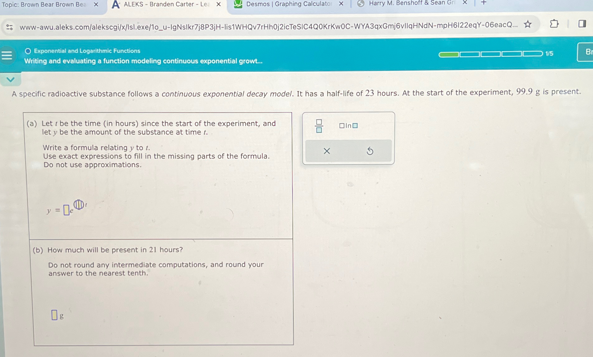 Solved Topic: Brown Bear Brown BeaALEKS - ﻿Branden Carter - | Chegg.com