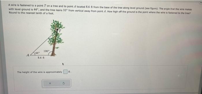 Solved A wire is fastened to a point T on a tree and to | Chegg.com