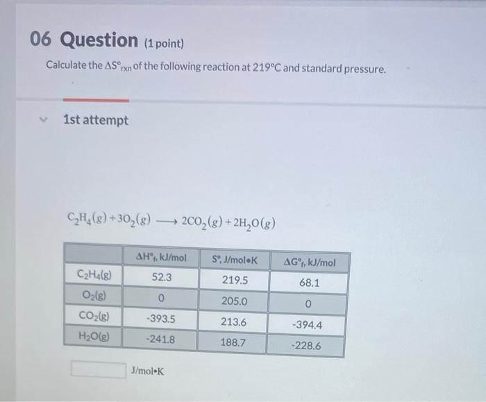 Solved 06 Question 1 Point Calculate The Asørxn Of The