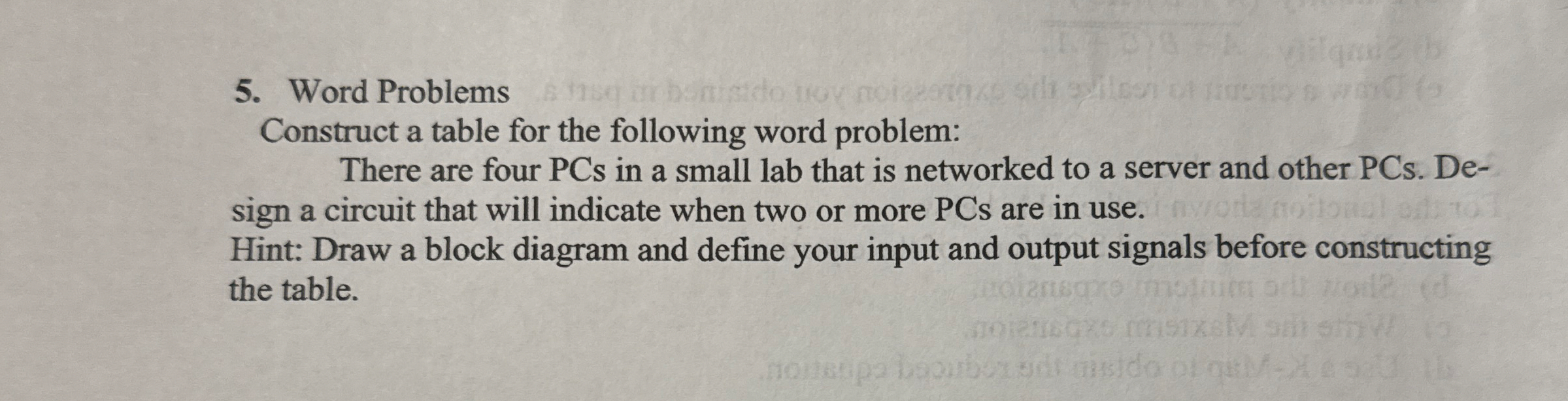 Solved Word ProblemsConstruct a table for the following word | Chegg.com