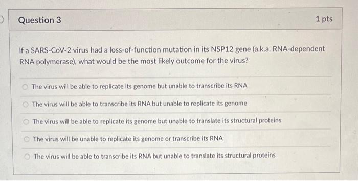 Solved If a SARS-CoV-2 virus had a loss-of-function mutation | Chegg.com