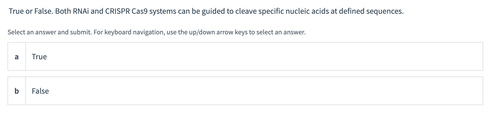 Solved True or False. Both RNAi and CRISPR Cas9 ﻿systems can | Chegg.com