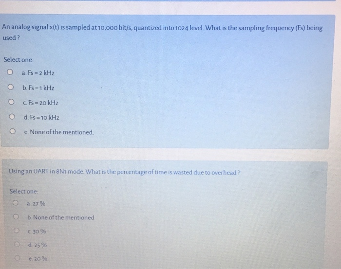 Solved Using an UART in 8N1 mode. What is the sequence of | Chegg.com