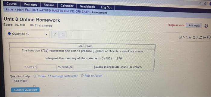 Solved Course Messages Forums Calendar Gradebook Log Out | Chegg.com