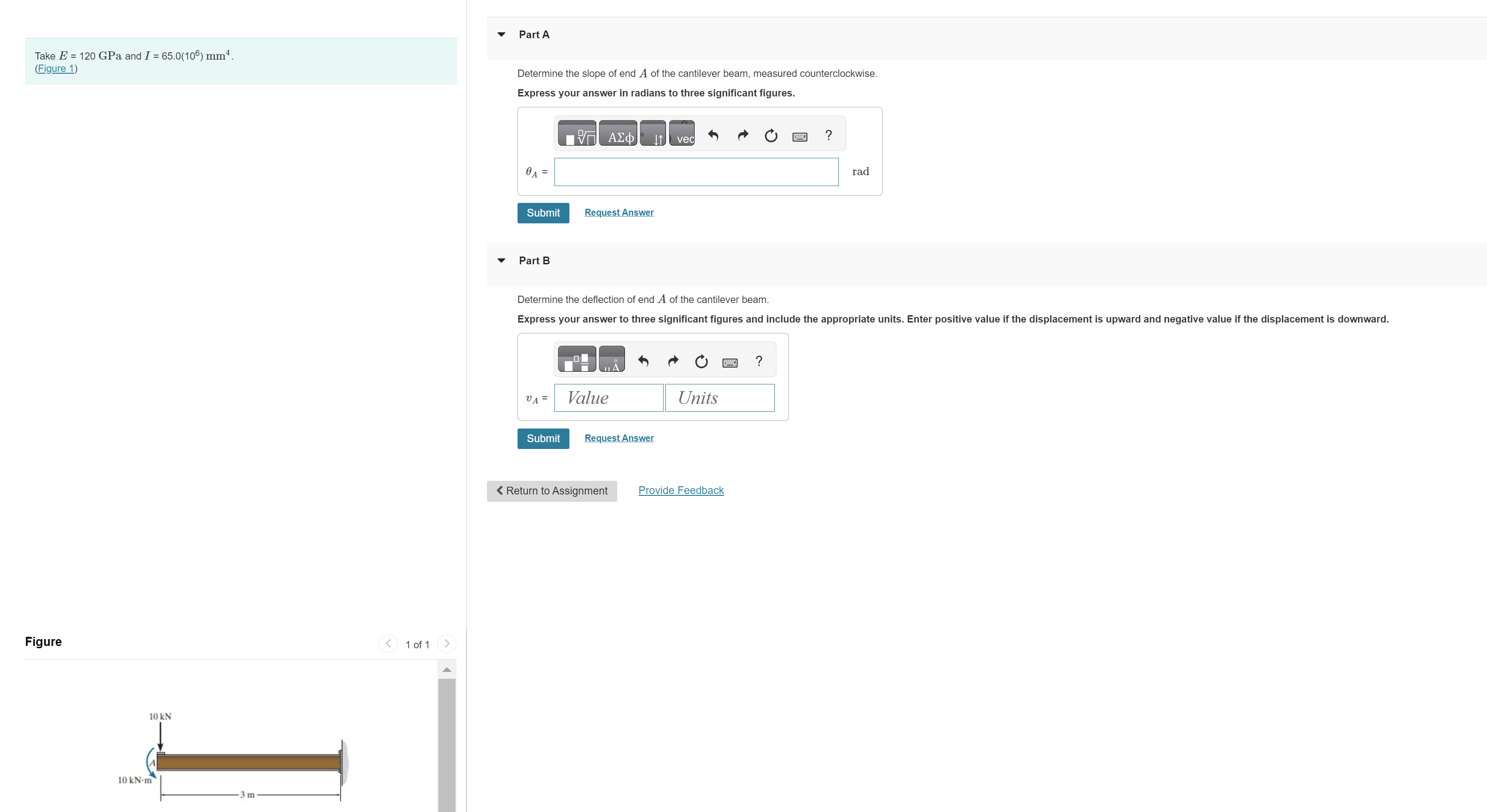 Solved Take E=120GPa and I=65.0(106)mm4(Figure 1)Determine | Chegg.com