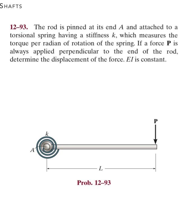 Solved SHAFTS 12-93. The rod is pinned at its end A and | Chegg.com