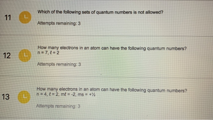 Solved Which of the following sets of quantum numbers is not | Chegg.com
