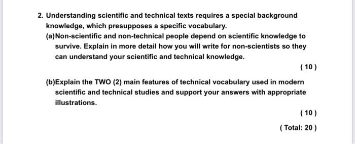 Solved 2. Understanding scientific and technical texts | Chegg.com