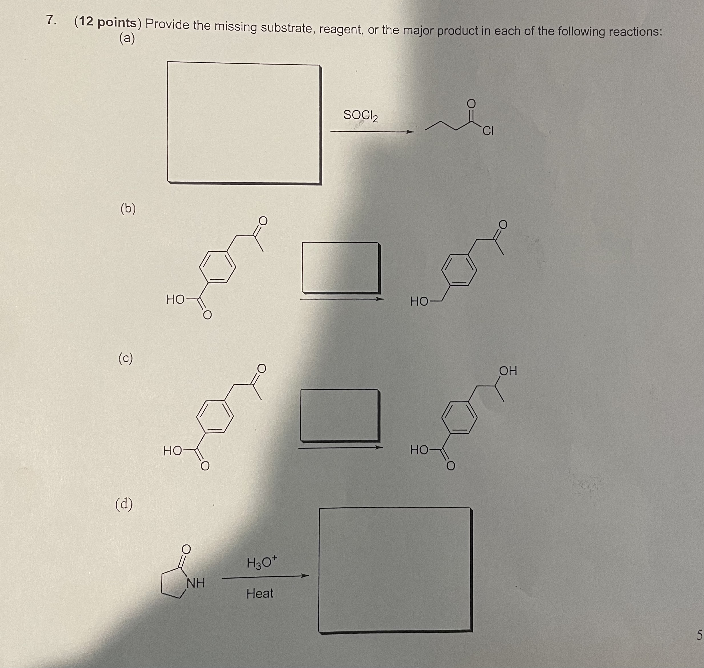 Solved (12 ﻿points) ﻿Provide the missing substrate, reagent, | Chegg.com