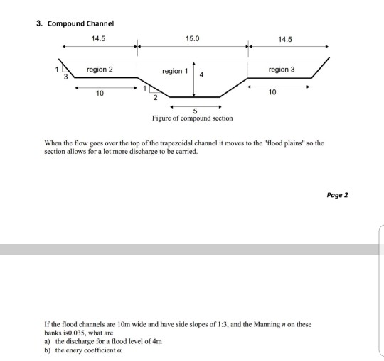 Solved 3. Compound Channel 14.5 15.0 14.5 region 2 region 1 | Chegg.com