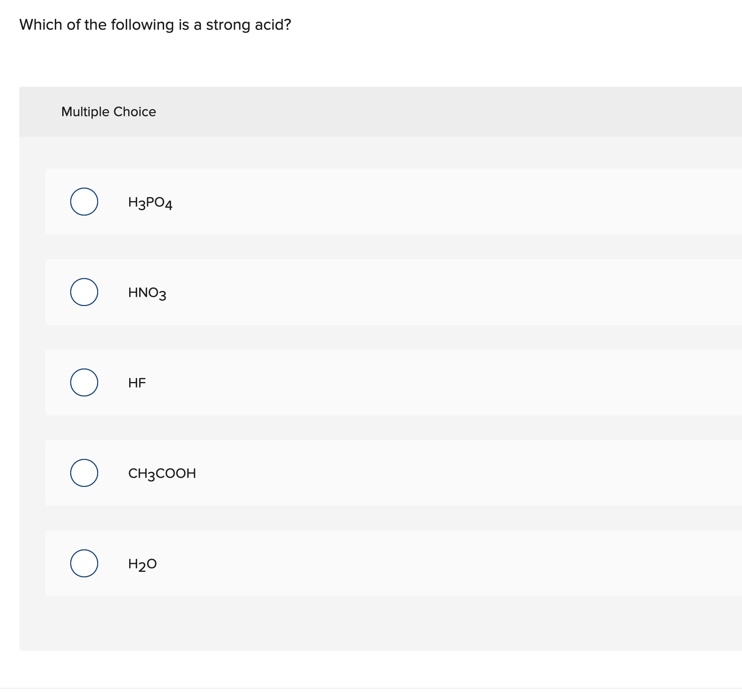 Which of the following is a strong acid?Multiple | Chegg.com