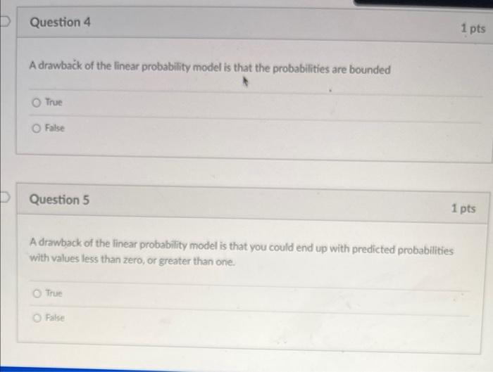 Solved A drawback of the linear probability model is that | Chegg.com