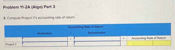 Solved Problem 11-2A (Algo) Payback period, accounting rate | Chegg.com