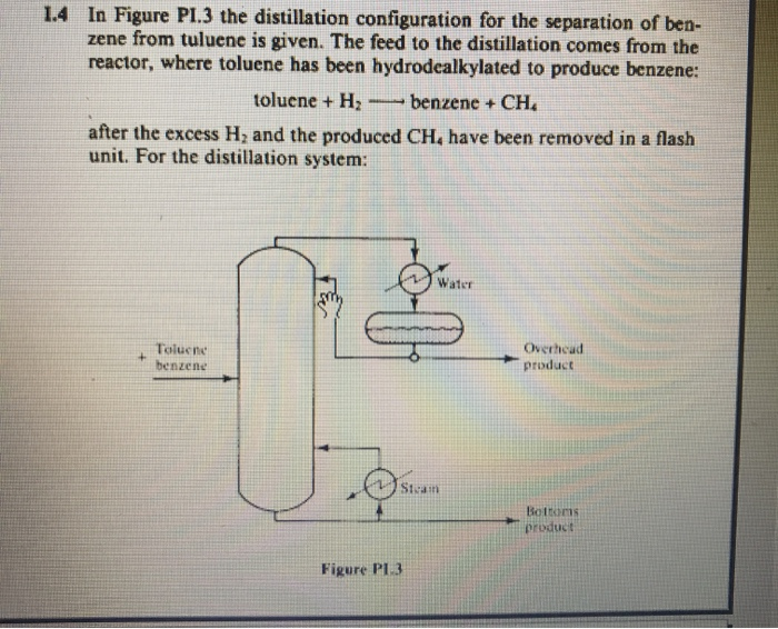 Solved 1 4 In Figure P1 3 The Distillation Configuration For