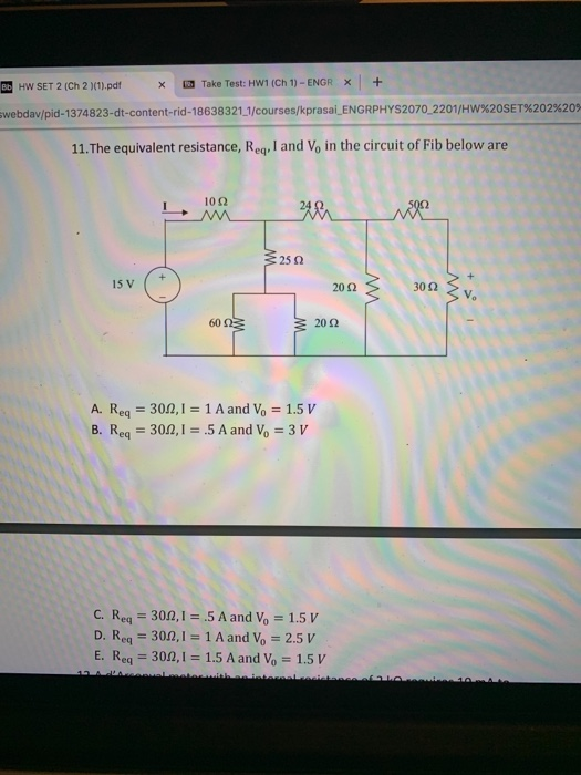 Solved Bb HW SET 2 (Ch 2 (1).pdf X Take Test: HW1 (Ch 1) - | Chegg.com