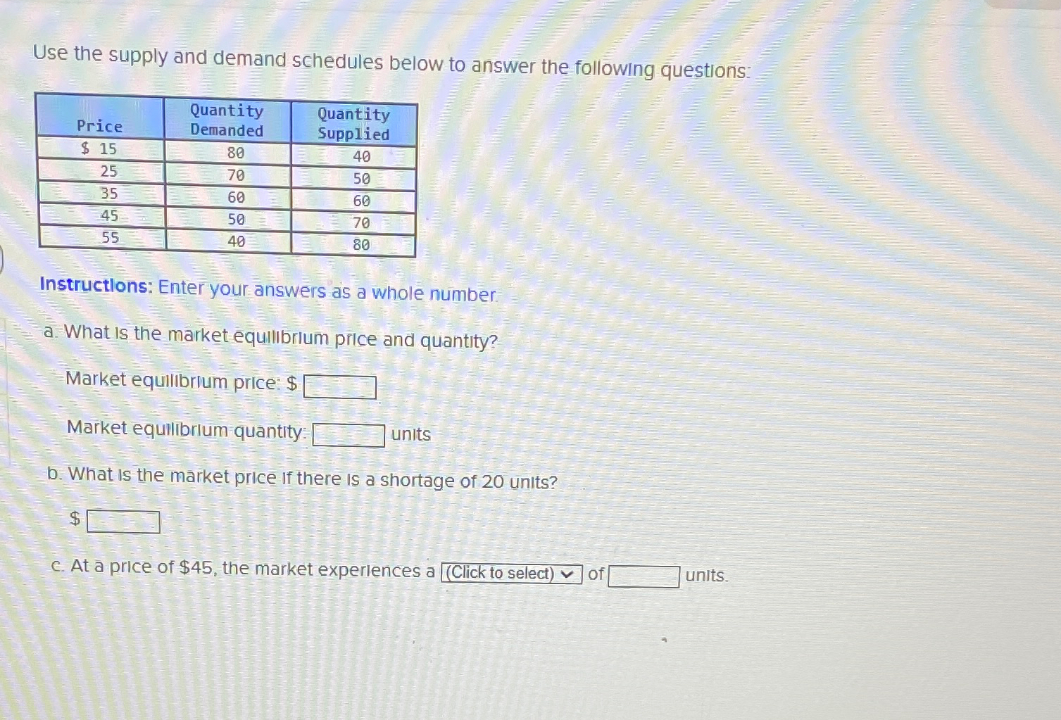 Solved Use the supply and demand schedules below to answer | Chegg.com
