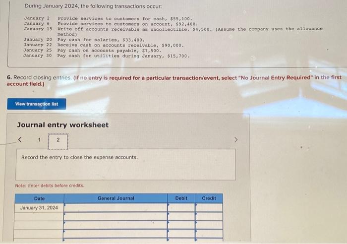 During January 2024, the following transactions | Chegg.com