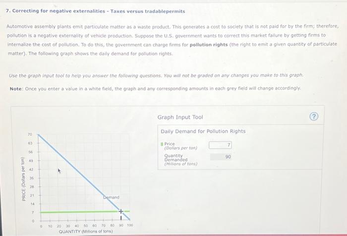 Solved 7. Correcting for negative externalities - Taxes | Chegg.com