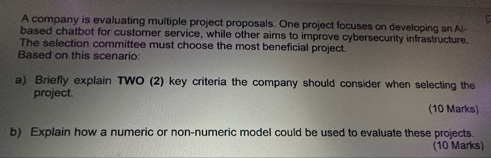 Solved A company is evaluating multiple project proposals. | Chegg.com