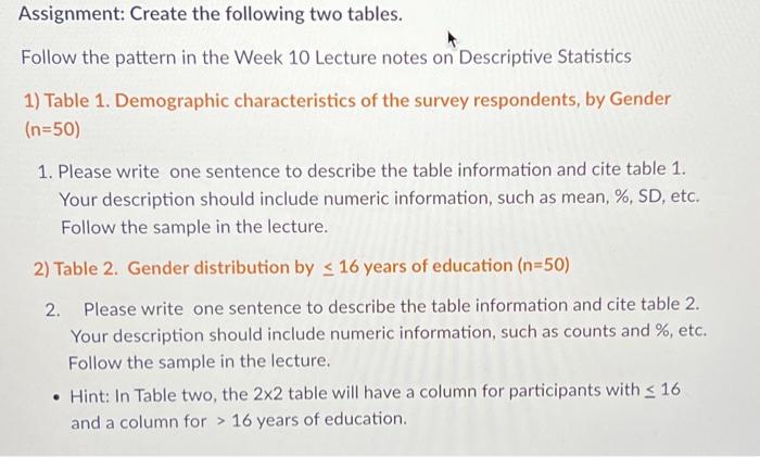 Solved Descriptive Statistics. First photo is assignment | Chegg.com