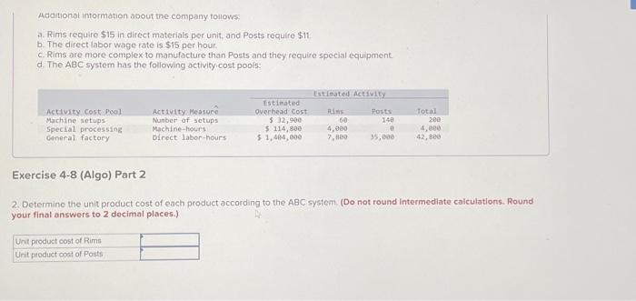 Solved Required information Exercise 4-8 (Algo) Computing | Chegg.com