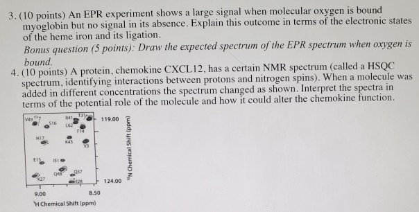 Solved 3. (10 points) An EPR experiment shows a large signal | Chegg.com