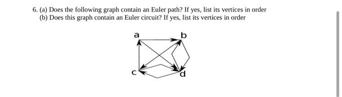 Solved 6. (a) Does the following graph contain an Euler | Chegg.com