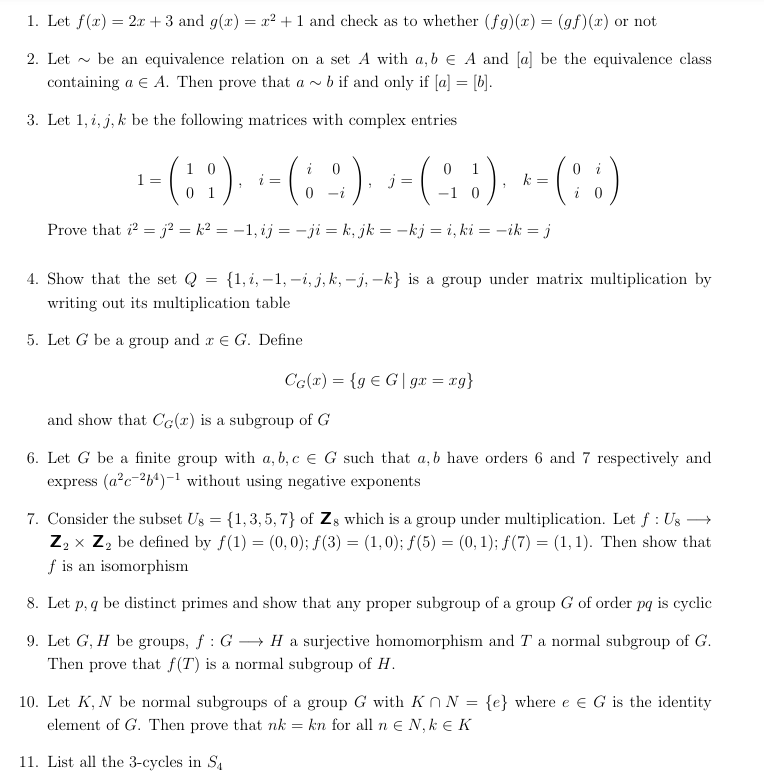Solved 1 Let F X 2x 3 and G X X2 1 and Check As To