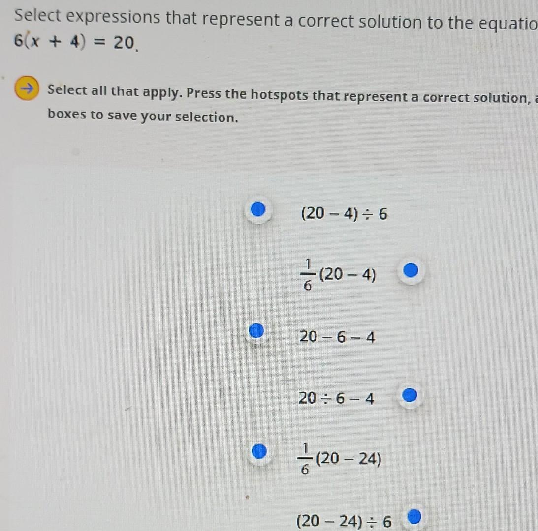 Solved Select expressions that represent a correct solution | Chegg.com
