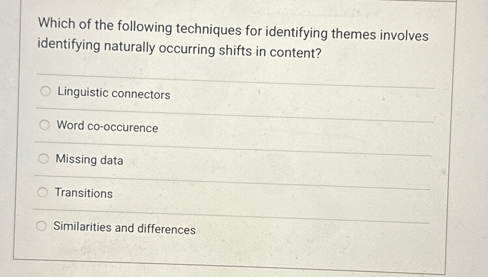 Solved Which of the following techniques for identifying | Chegg.com