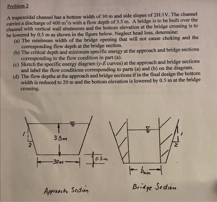 Solved A trapezoidal channel has a bottom width of 30 m and | Chegg.com