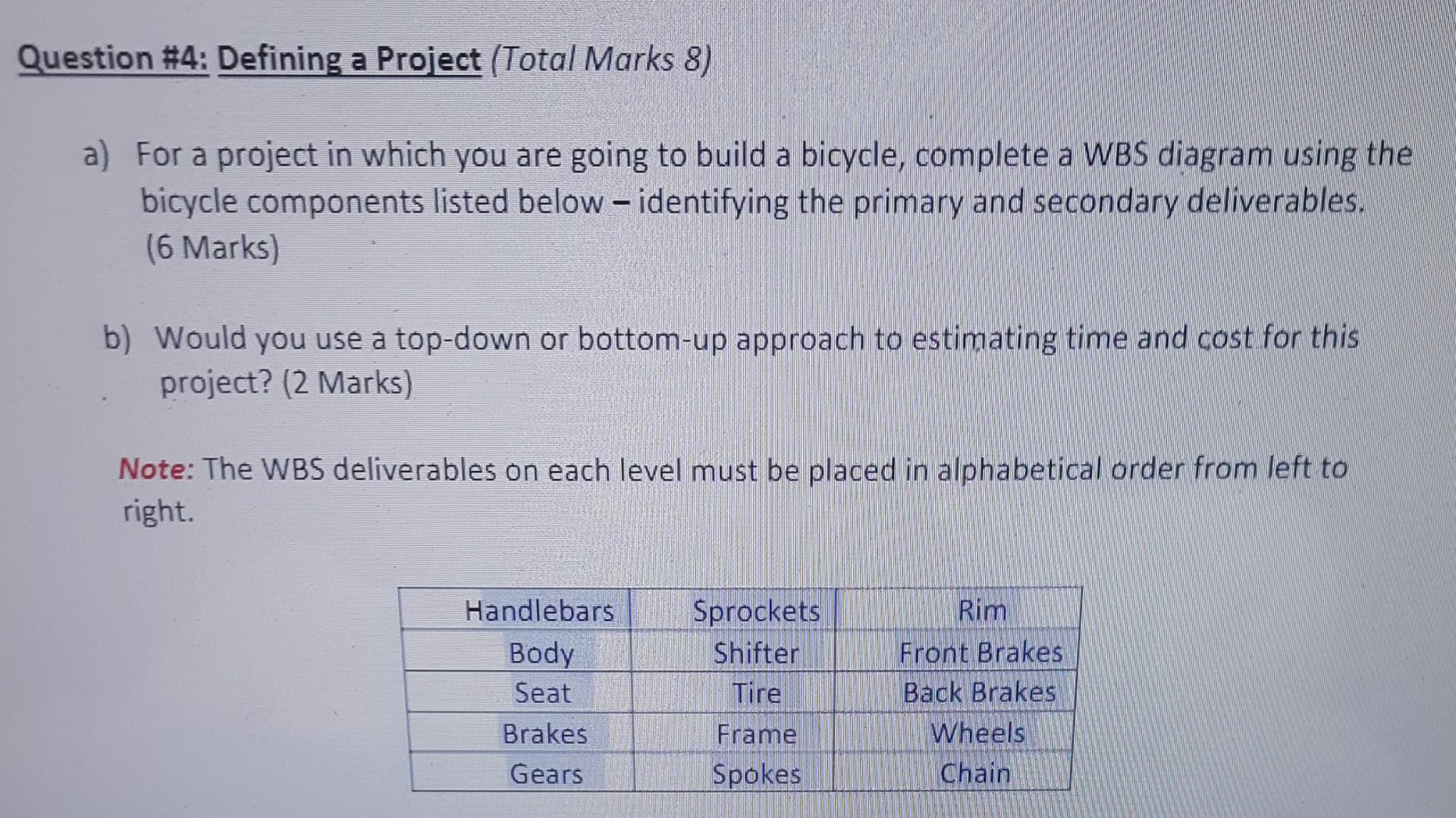a) For a project in which you are going to build a | Chegg.com