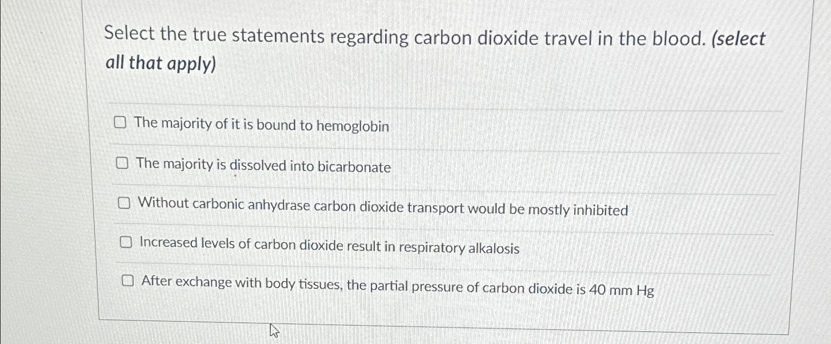 Solved Select the true statements regarding carbon dioxide | Chegg.com