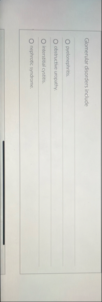 Solved Glomerular disorders | Chegg.com