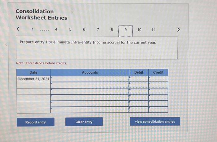 Solved Consolidation Worksheet Entries Prepare entry S to | Chegg.com