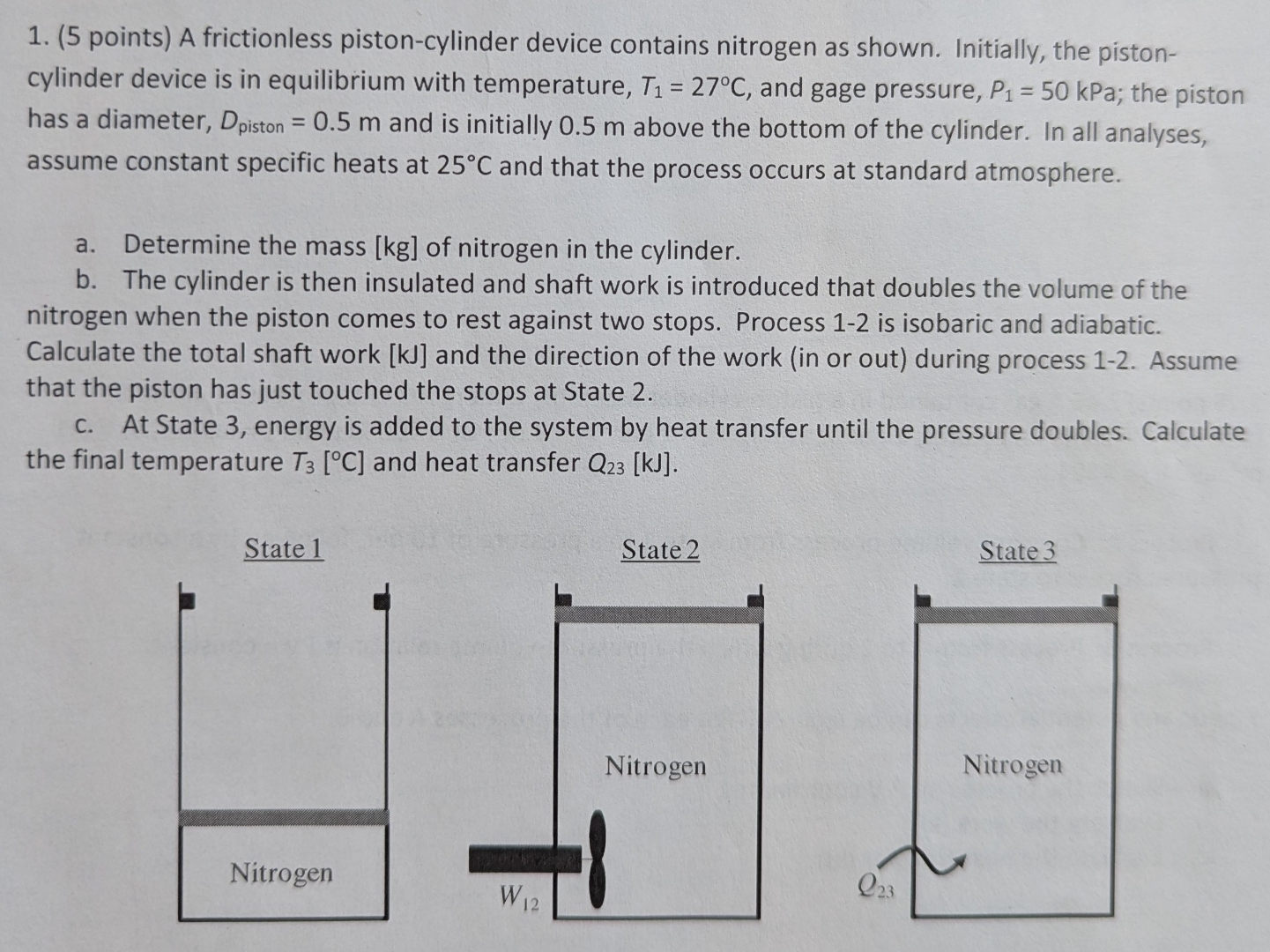 Solved A frictionless piston-cylinder device contains | Chegg.com