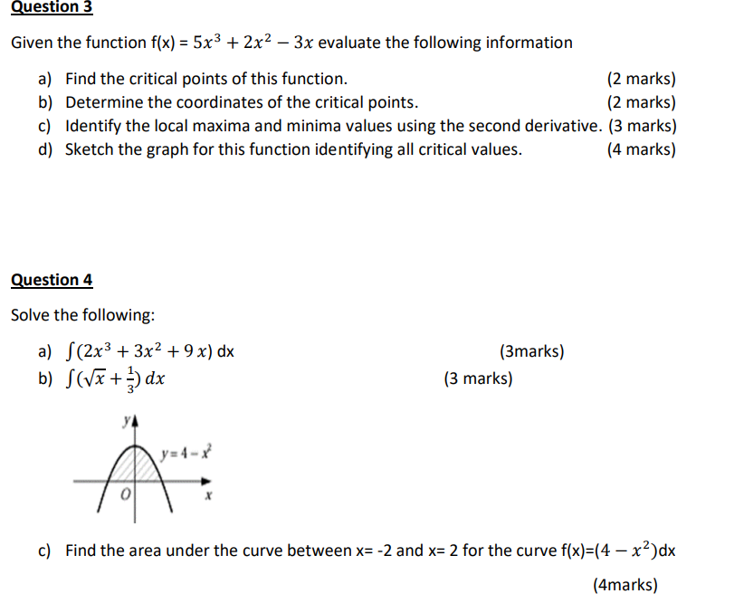 Solved Question 3Given the function f(x)=5x3+2x2-3x | Chegg.com