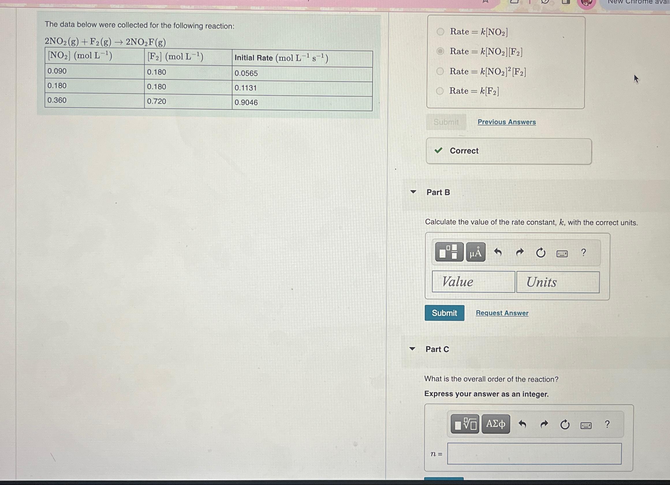 Solved The data below were collected for the following | Chegg.com
