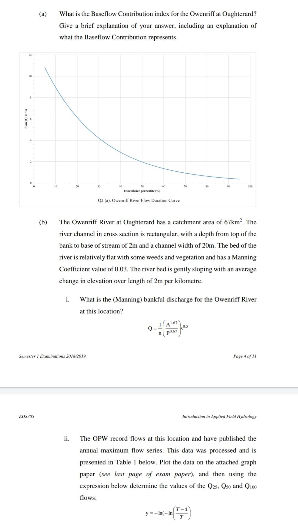 Solved (a) What is the Baseflow Contribution index for the | Chegg.com