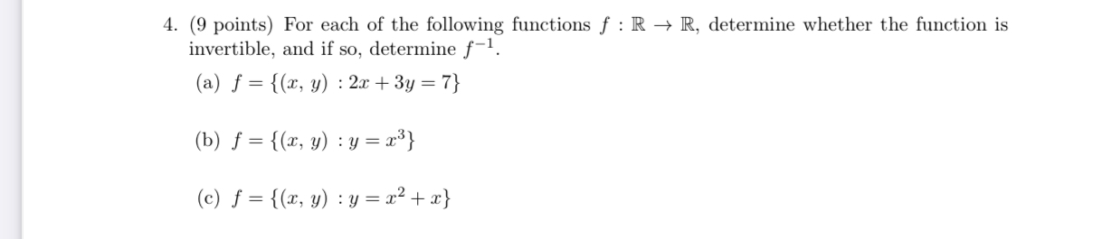 Solved (9 ﻿points) ﻿For each of the following functions | Chegg.com
