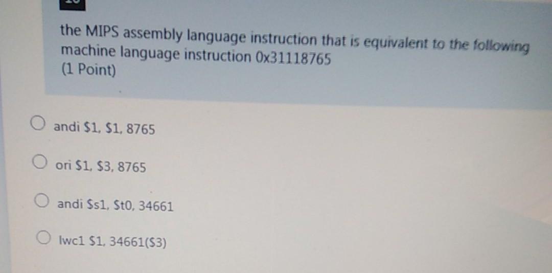 Solved the MIPS assembly language instruction that is | Chegg.com