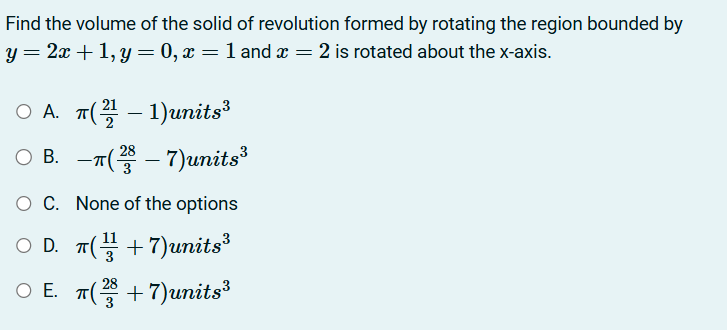 Solved Find the volume of the solid of revolution formed by | Chegg.com